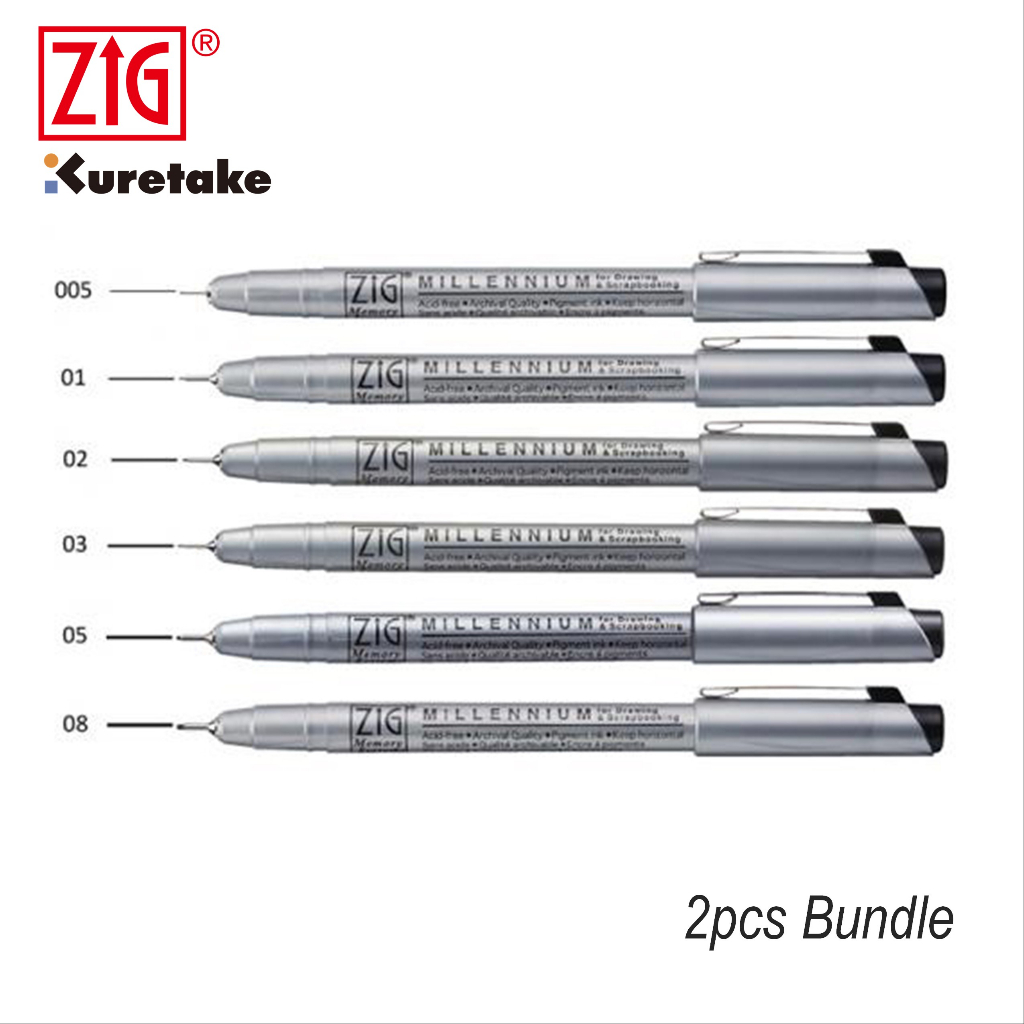 Kuretake ZIG Millennium Technical Drawing Pen Black (2pcs Bundle ...