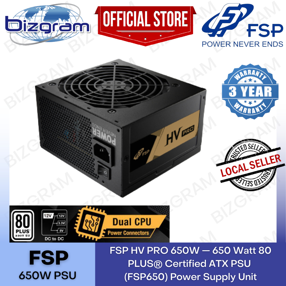 FSP HV PRO 650W — 650 Watt 80 PLUS® Certified ATX PSU (FSP650-51A ...