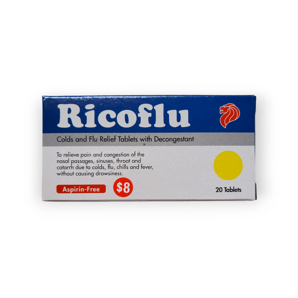 Ricoflu Colds and Flu Relief Tablets with Decongestant by Pristine ...