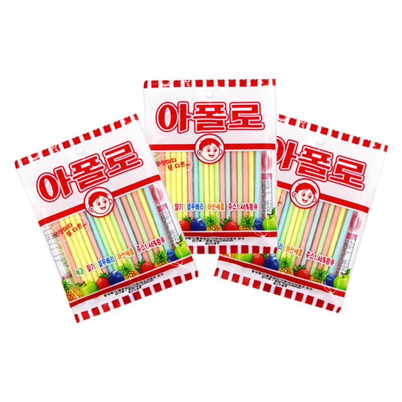 Korean Snacks Apollo Korea Retro fun Candy 36g Apple/Strawberry ...
