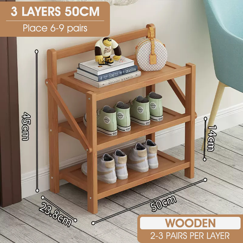 HXR Installation Foldable Shoe Rack Multi Layer Outdoor Bamboo Wooden ...