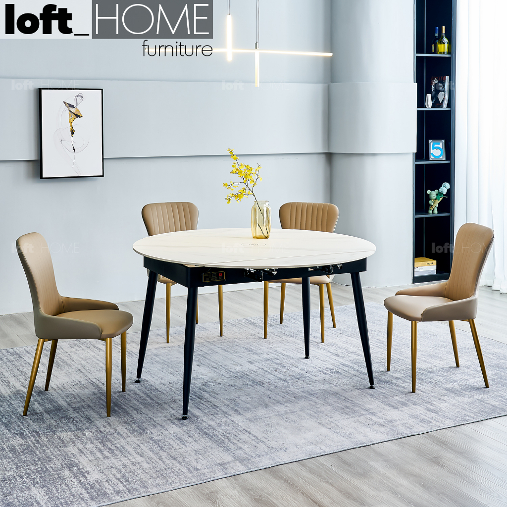 Loft Home Modern Extendable Sintered Stone Round Dining Table KADY ...