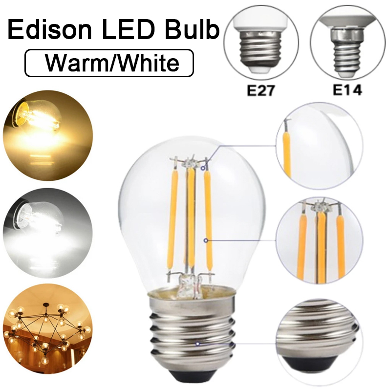 E27 Retro Edison LED Filament Bulb Lamp AC220V Light Bulb 4W 6W G45 LED ...