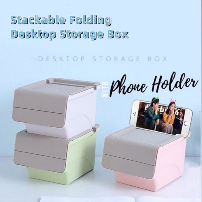 🌟FineHome🌟 Flip Desk Storage Box Phone Holder Box Student Office ...