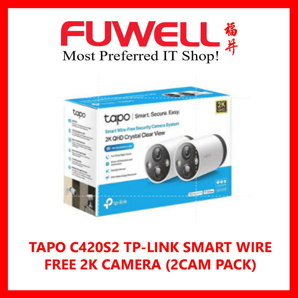 TAPO C420S2 TP-LINK SMART WIRE FREE 2K CAMERA (2CAM PACK) | Shopee ...