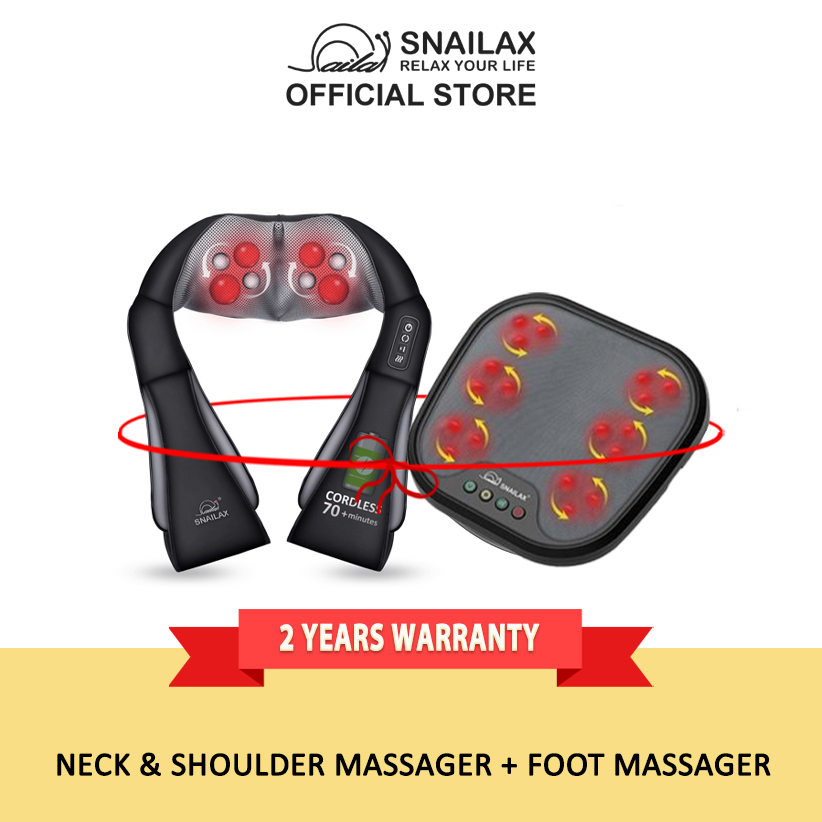 Snailax Cordless Hand-held Shiatsu Massager with Heat Option SL632NC ...