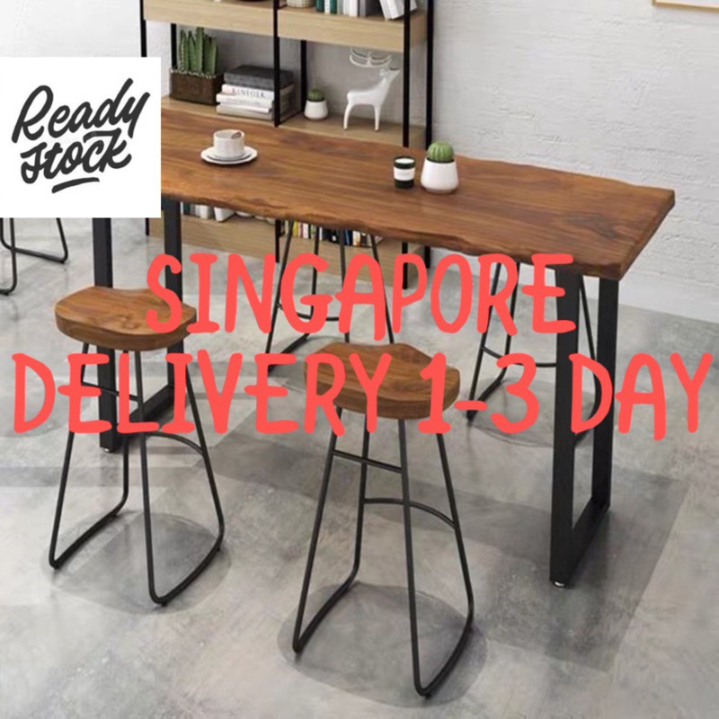 SINAPORE INSTOCK Lora Retro solid wood bar table home simple balcony ...