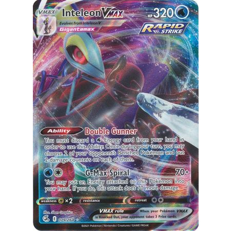 Pokemon TCG Card Inteleon VMax SS Fusion Strike 079/264 Ultra Rare Full ...