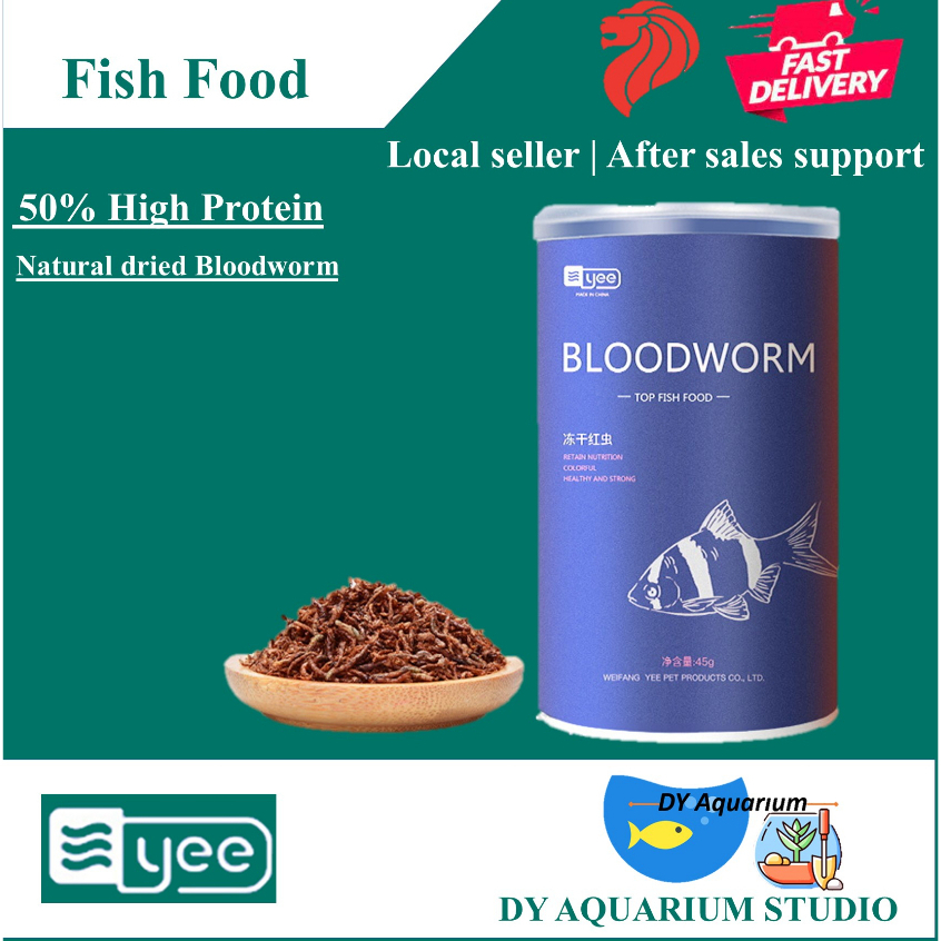 YEE Aquarium Fish Food Pellet, Freeze Dried Red BloodWorm For Tropical ...