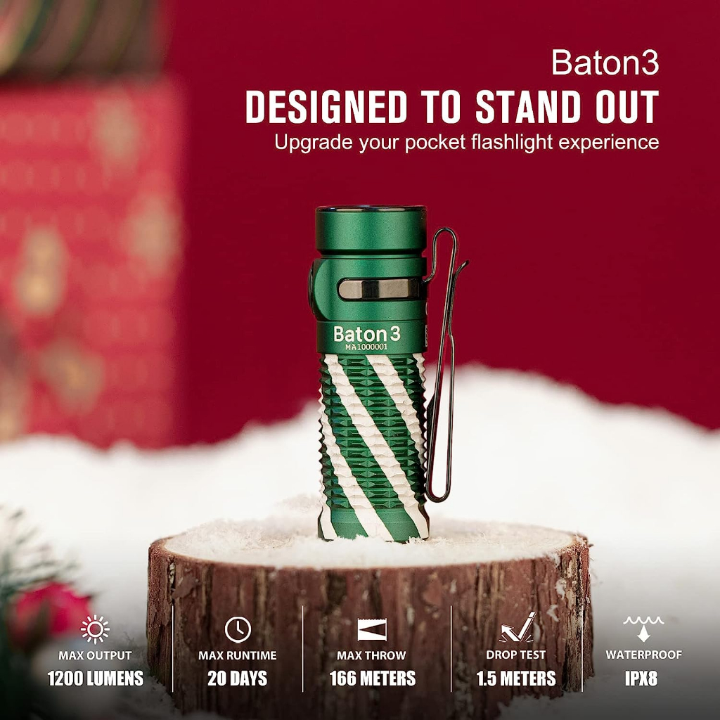 (Limited Edition) Olight Baton 3 Christmas Green Everyday Carry ...