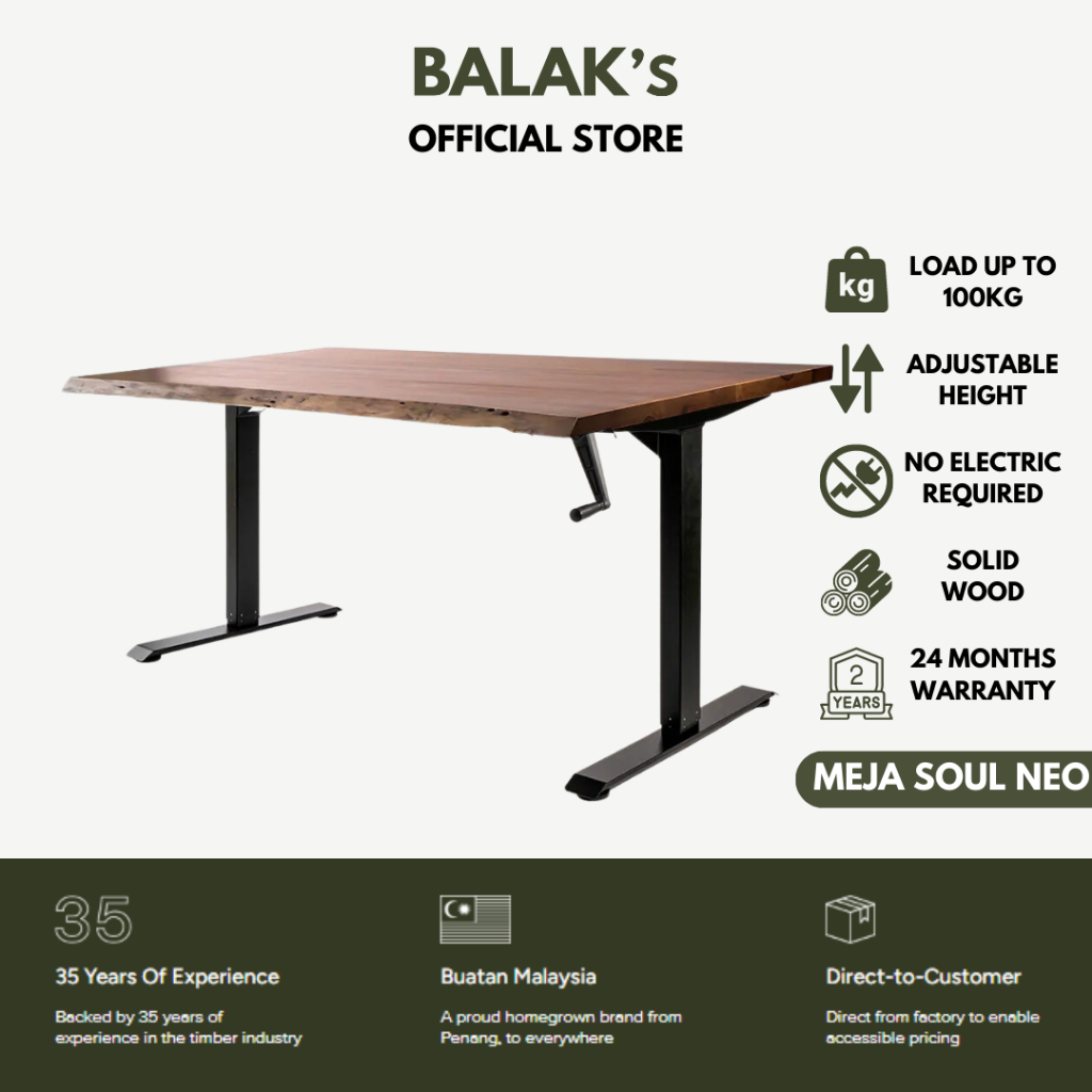 BALAK'S Adjustable Desk | Meja Soul Neo | Hand Crank Ergonomic Standing ...