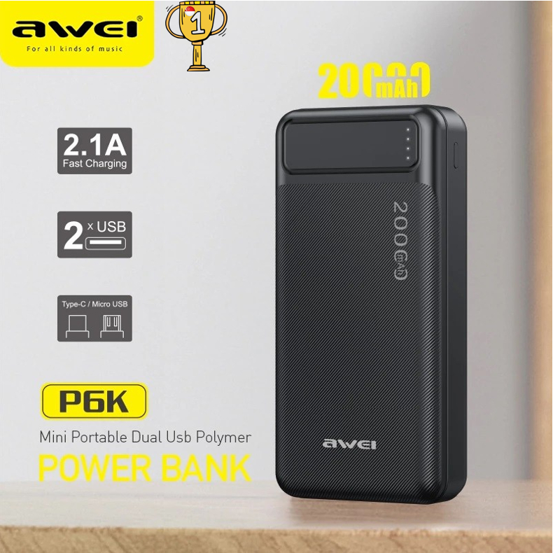Awei P6K P19K 20000mAh Powerbank Intelligent Multiple Output Power bank ...