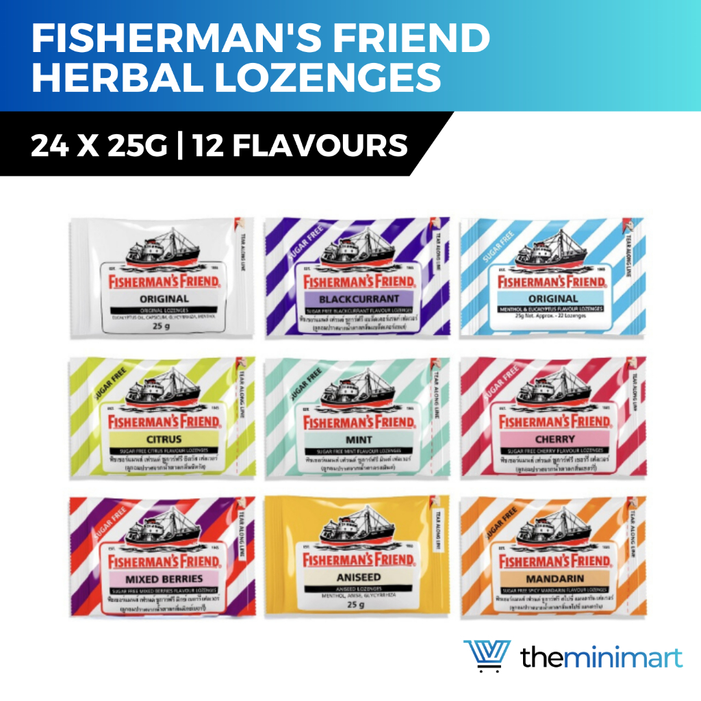 [Bundle of 24] Fisherman's Friend Sugar Free Herbal Lozenges 25g ...