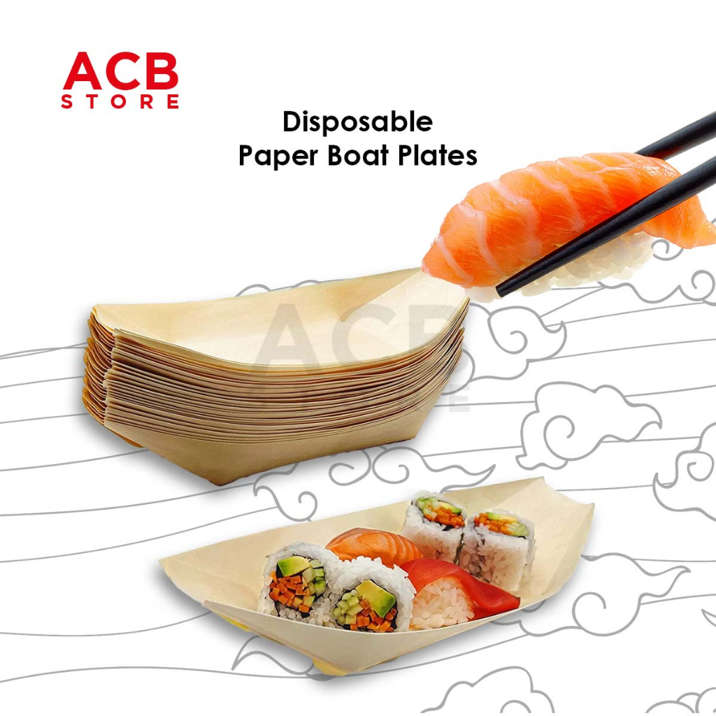 [SG STOCK] 9 inch Disposable Paper Boat Plates | Sushi Boat Dishes ...