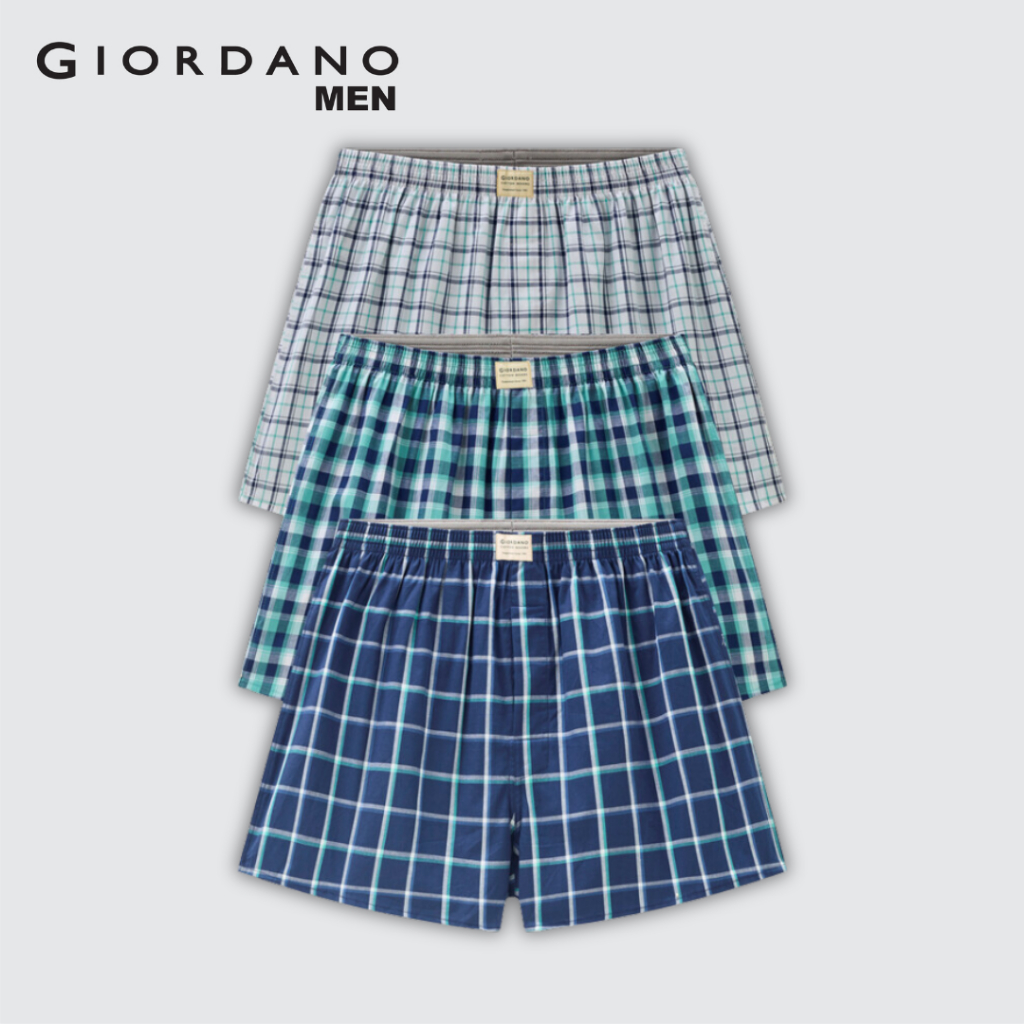 Giordano Men Cotton Poplin 3-piece boxers pack | Shopee Singapore