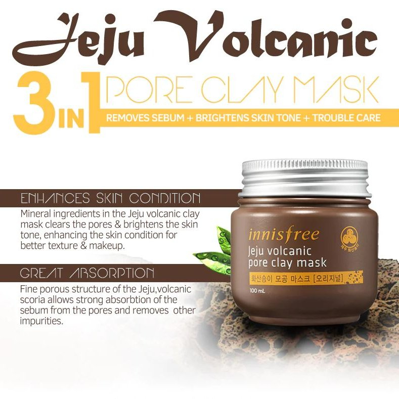 Innisfree Jeju Volcanic Pore Clay Mask 100ml (Jeju volcanic clusters ...