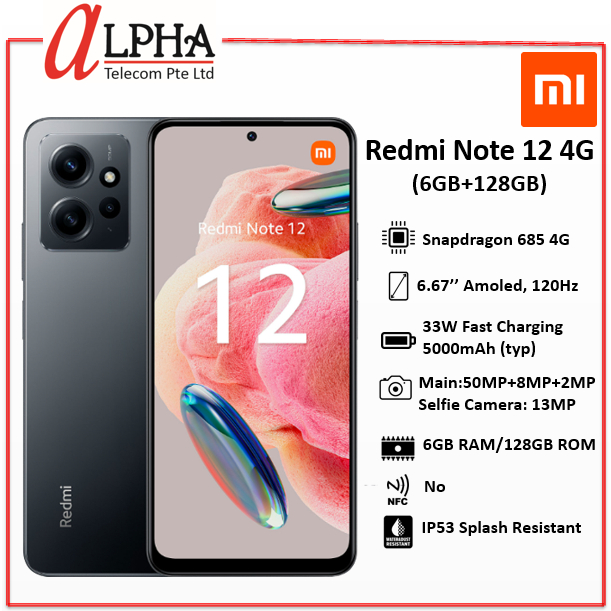 Xiaomi Redmi Note 12 4G (6GB+128GB) *Singapore Warranty Set* | Shopee ...