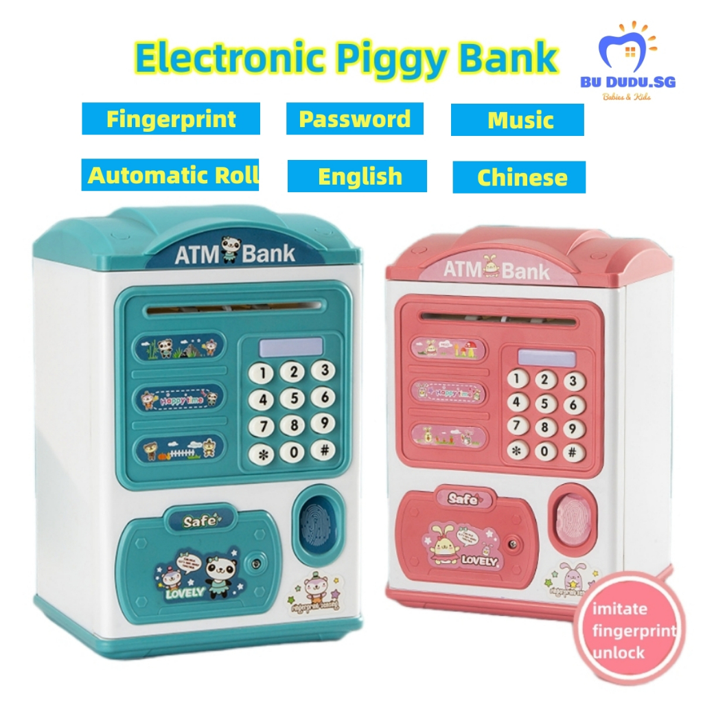 [SG] Children ATM Saving Box Electronic Automatic Roll Piggy Bank Toys ...