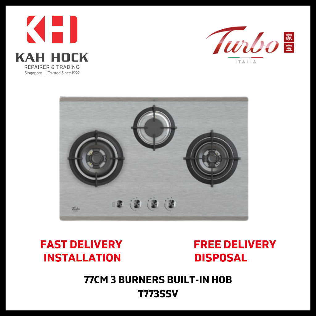 TURBO INCANTO T773SSV 77CM 3 BURNERS BUILT-IN HOB - 1 YEAR MANUFACTURER WARRANTY + FREE DELIVERY ...