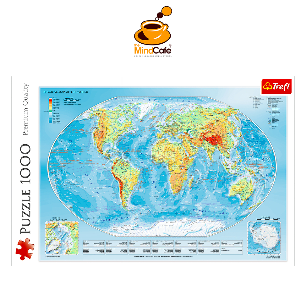 Trefl 1000 Piece Jigsaw Puzzle - Physical Map Of The World Meridian ...
