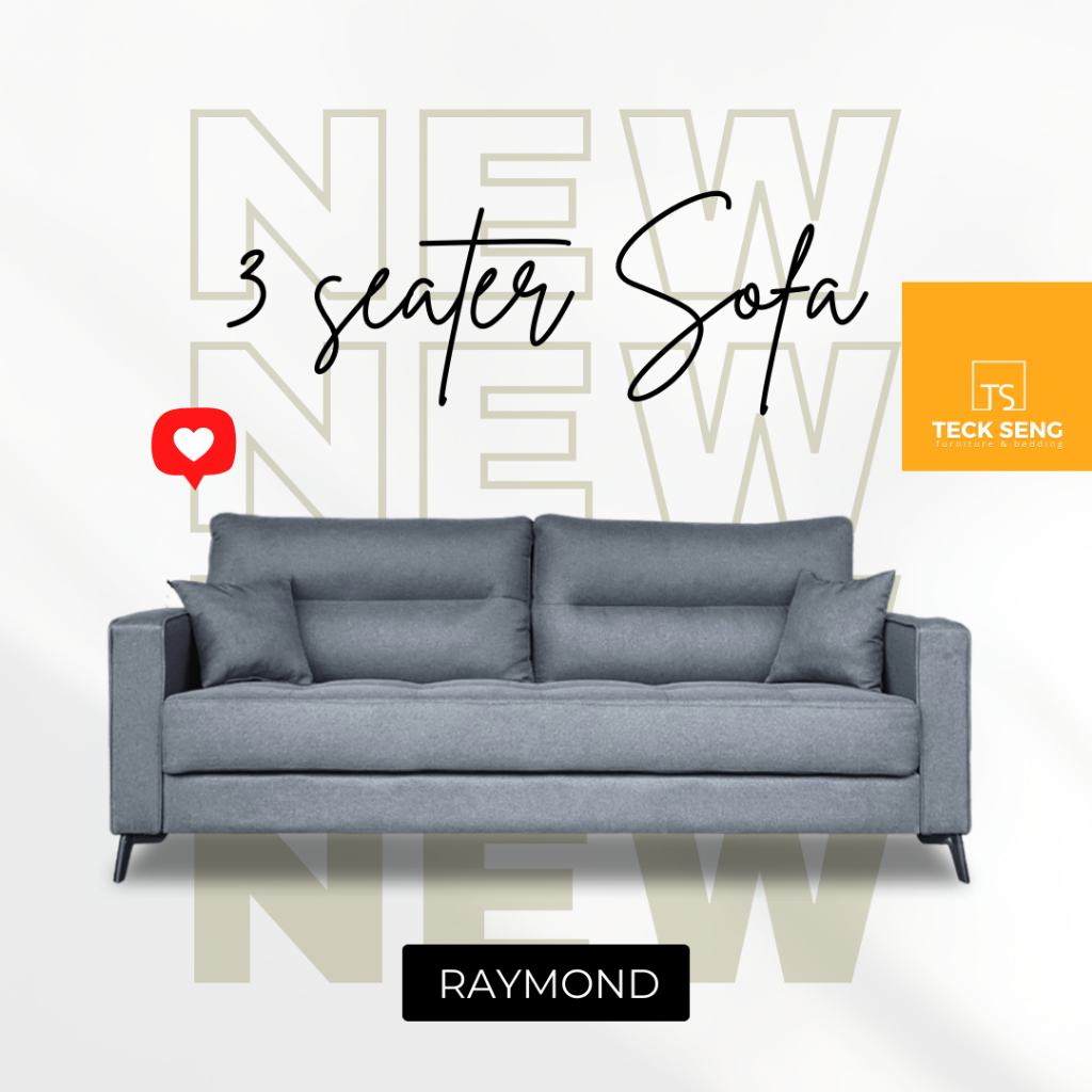 RAYMOND 3 Seater Sofa / Fabric Sofa Upholstery / Zig Zag Spring / FREE ...