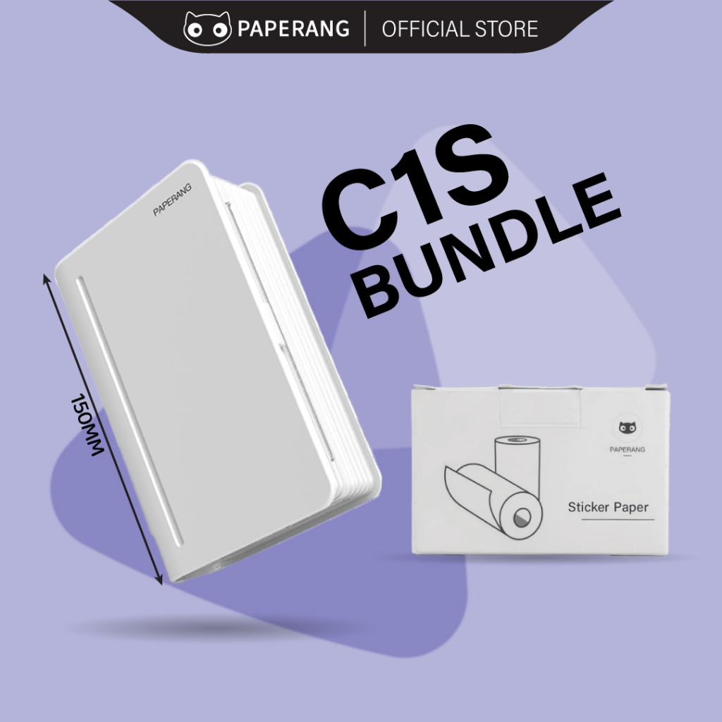 Paperang C1S Bundle Thermal Printer + 80mm Sticker Paper 1 Box Set ...