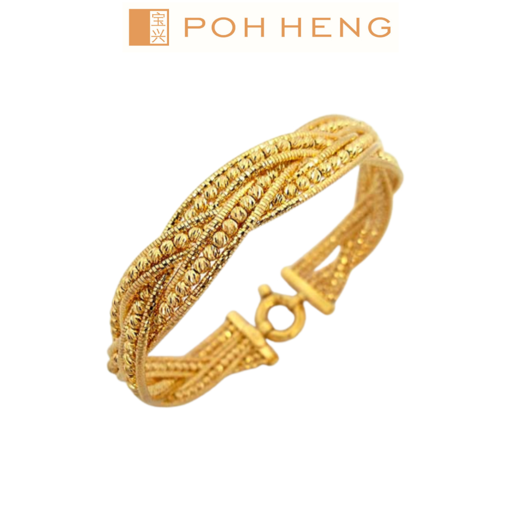 Poh Heng Jewellery 22K Bangle in Yellow Gold [Price By Weight] | Shopee ...