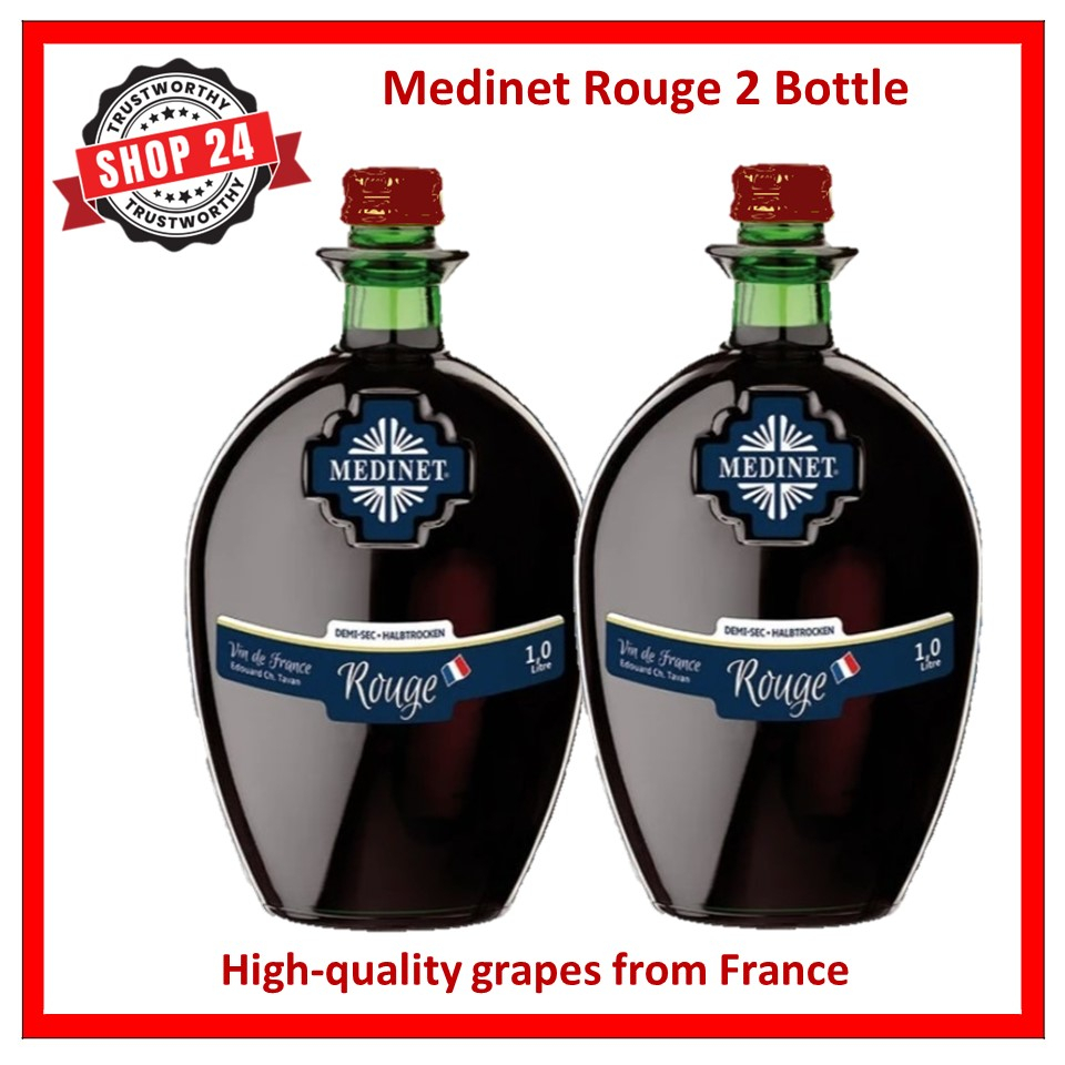 SHOP 24 Medinet Rouge Red wine from France 1000ml (2 Bottles) Good ...
