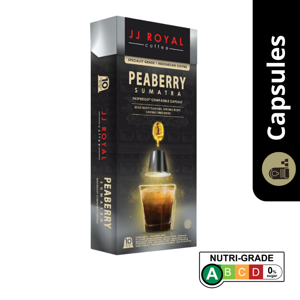 JJ Royal Coffee Peaberry Sumatra (Nespresso Compatible) Coffee Capsules ...