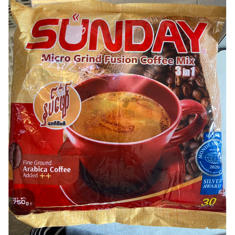 Sunday Micro Grind Fusion Coffee Mix 3 in 1 (နှပ်ဖျော်), 30 sachets ...