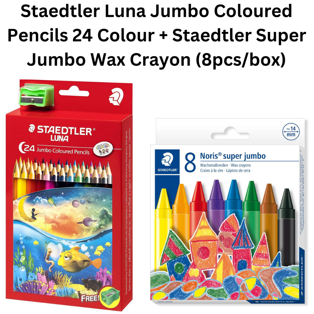 Staedtler Luna Jumbo Coloured Pencils 24 Colour + Staedtler Super Jumbo ...