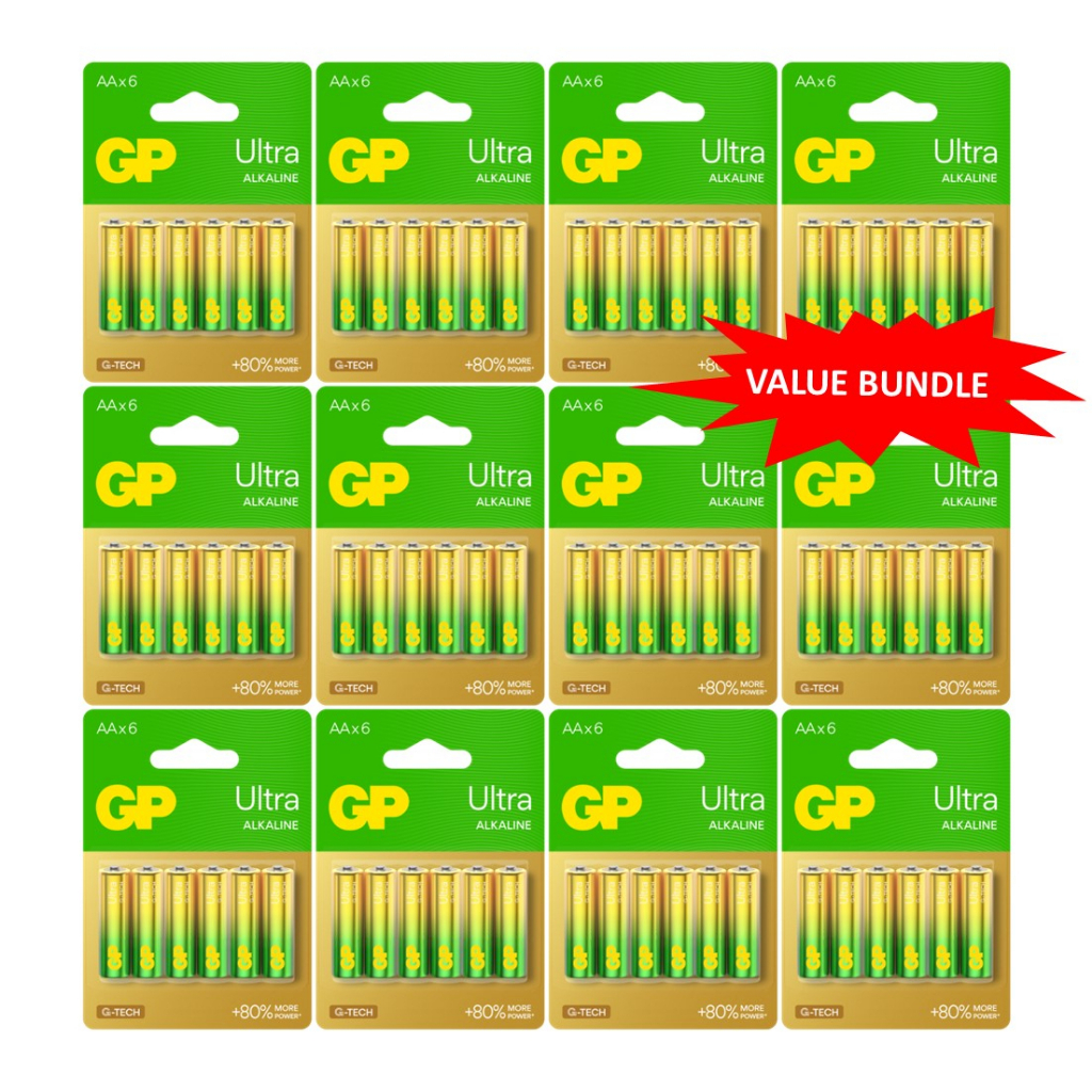 [Bundle of 12] GP Ultra Alkaline AA / AAA 6pcs Battery with Original ...