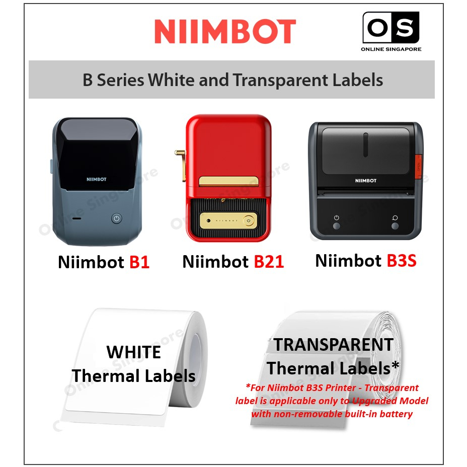 Niimbot B Series - B1/B21/B3S White and Transparent Thermal Labels | Shopee Singapore