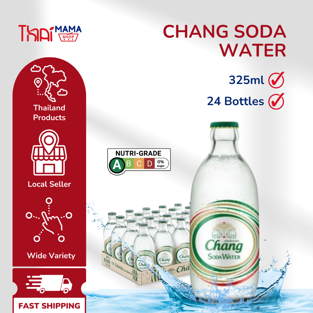 [Bundle of 24] Chang Soda Water Bottle 325ml - Thailand, Sugar-Free, Sparkling, Mixing with ...