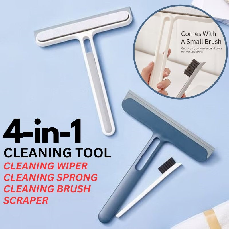 4-in-1 Home Cleaning Tools Scraper Brush Sponge Cleaner Glass Wiper ...