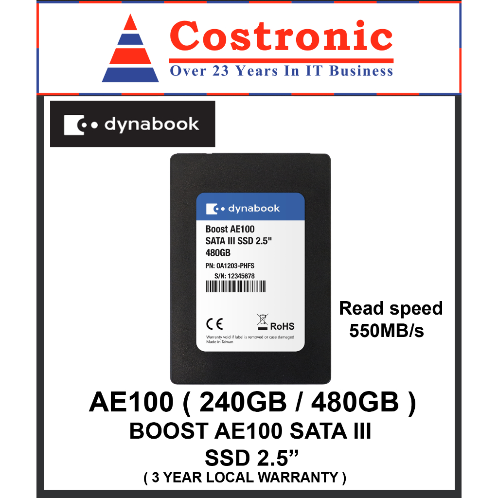 DYNABOOK BOOST AE100 (240GB / 480GB) SATA 3 2.5" SOLID STATE SSD 2000MB ...