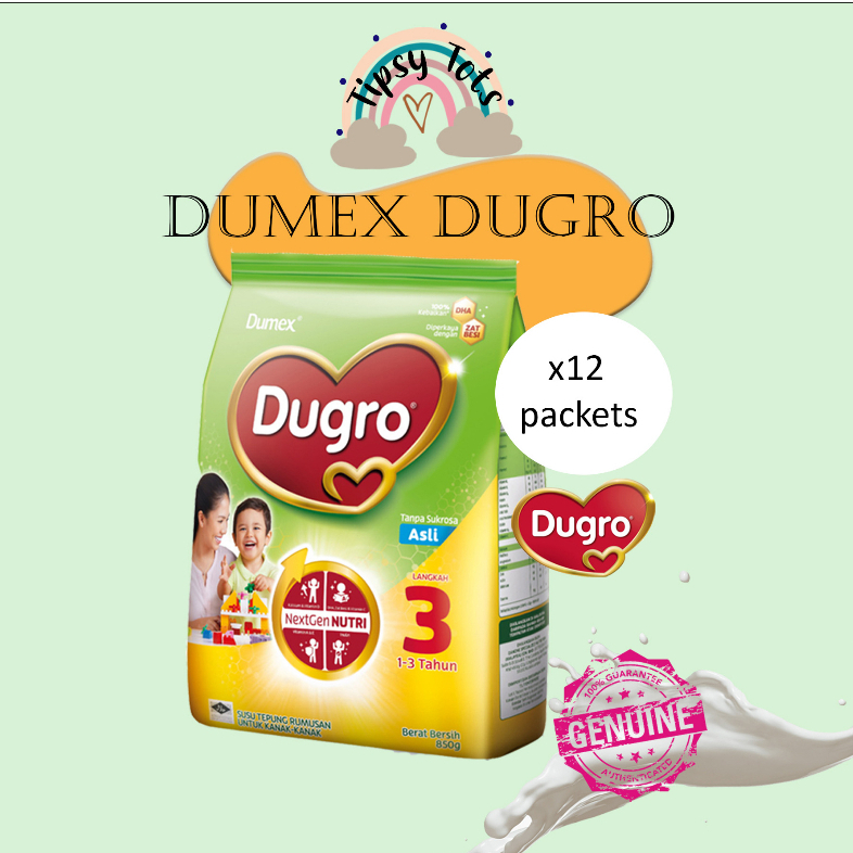 CARTON DEAL Dumex Dugro x12 Pack 850G Stage 3/4/5 - Green Packet (Original, Honey, Mix) | Shopee ...