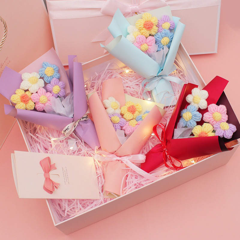[SG] Small Knit Flower Bouquet Crochet Eternal Flowers Gift Yarn ...