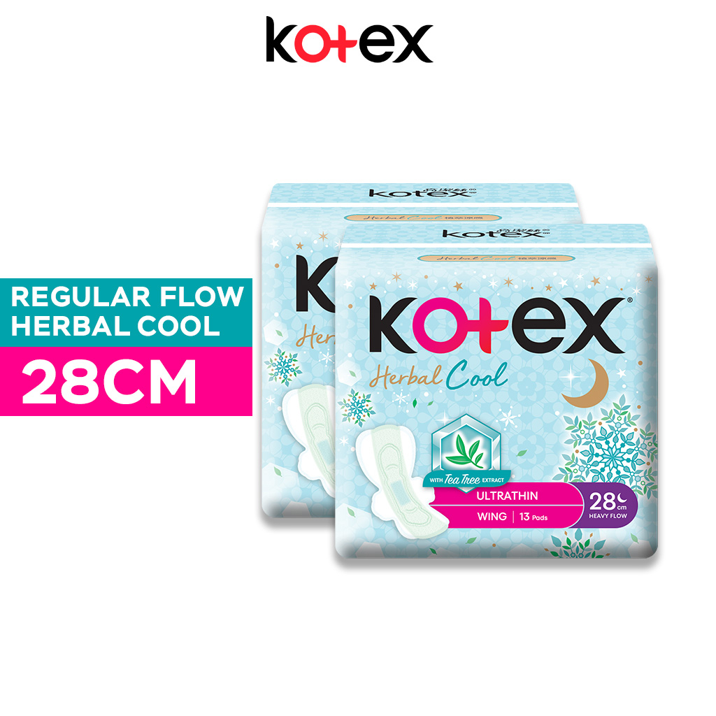 [Bundle of 2] Kotex Herbal Cool Sanitary Pads 28cm | Shopee Singapore