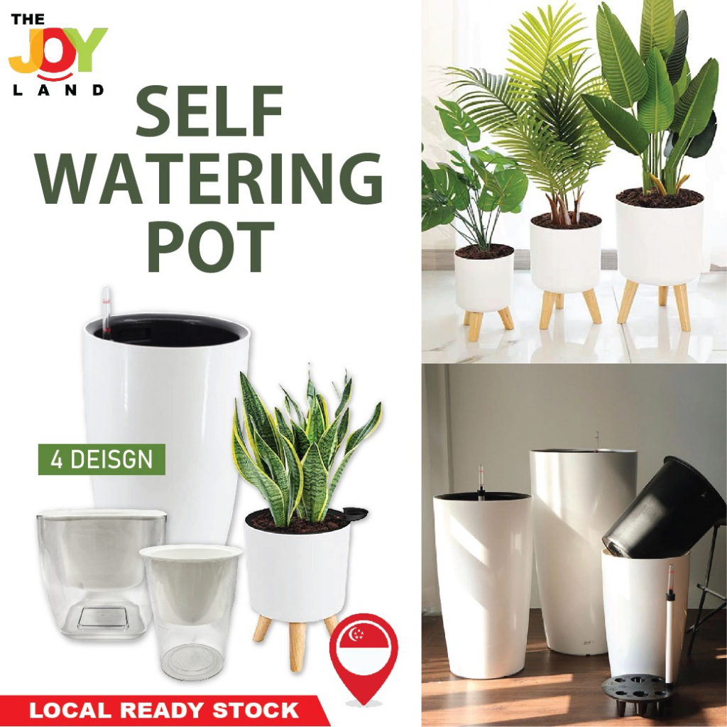White Pot Self Watering Pot with water level Indicator self watering ...