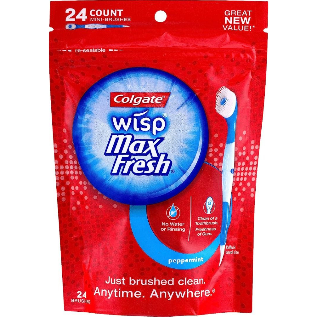 Colgate Max Fresh Wisp Disposable Mini Toothbrush, Peppermint - 24 ...