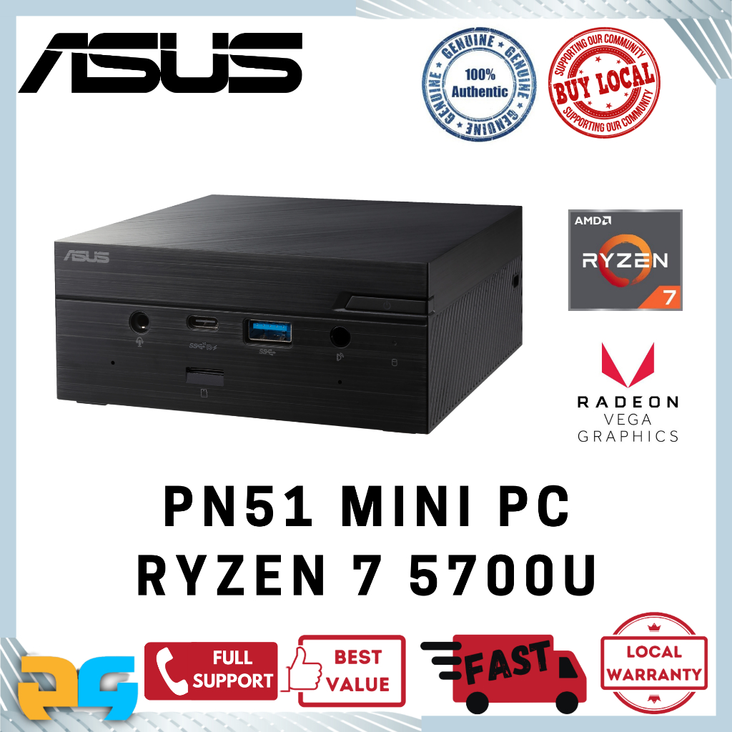 ASUS PN51 Mini PC AMD Ryzen 7 5700U Full Build Office Media Study Small ...