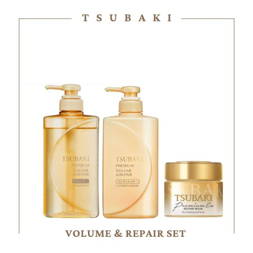 [Opening Sale] TSUBAKI Premium Volume & Repair Shampoo + Conditioner 490ml + Repair Mask ...