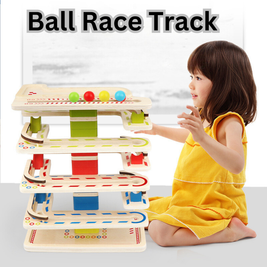 Children's Ball Run Toy Ball Race Track Wooden Toy Kids Montessori Toys ...