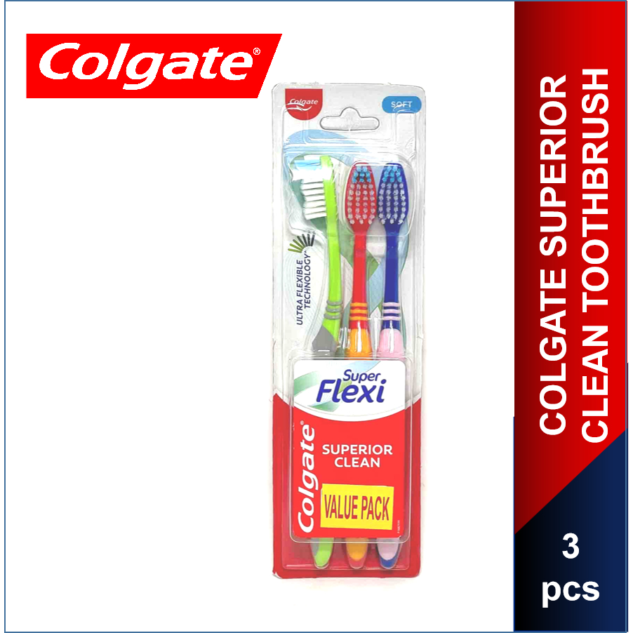 Colgate Toothbrush Superior Clean (Medium), 3s - Super Flexi - Ultra ...