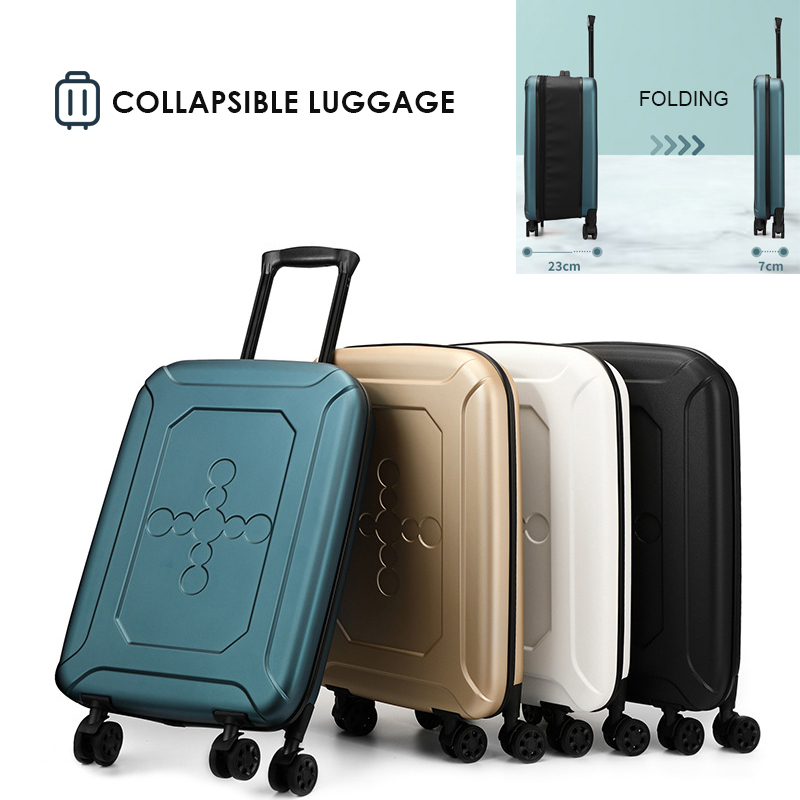 20/24 inch Luggage Folding Suitcase Hard Shell Collapsible Travel ...
