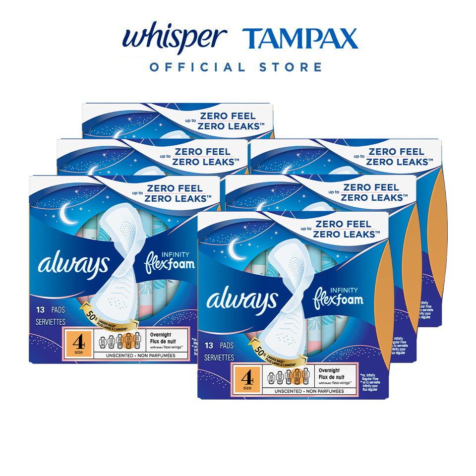 [Bundle of 6] Always Infinity Night Size 4 Overnight Sanitary Pads with ...