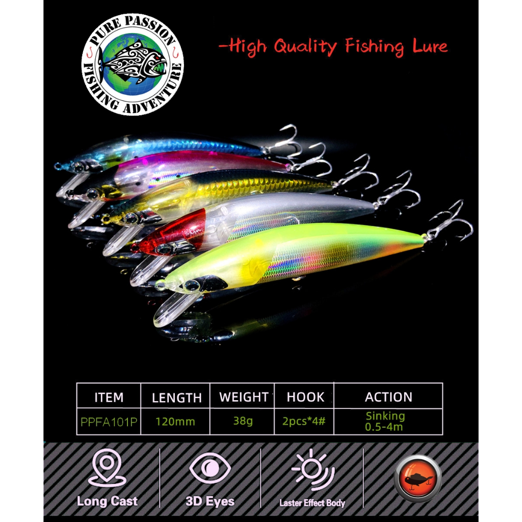 Pintail Blink Man Flashing Boost Sinking Minnow 120mm/38g Fishing Hard ...