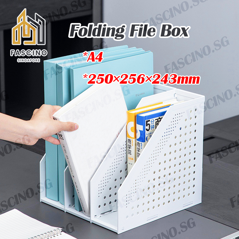 【SG】Desktop Folding File Box Book Stand File Shelf Box Collapsible File ...