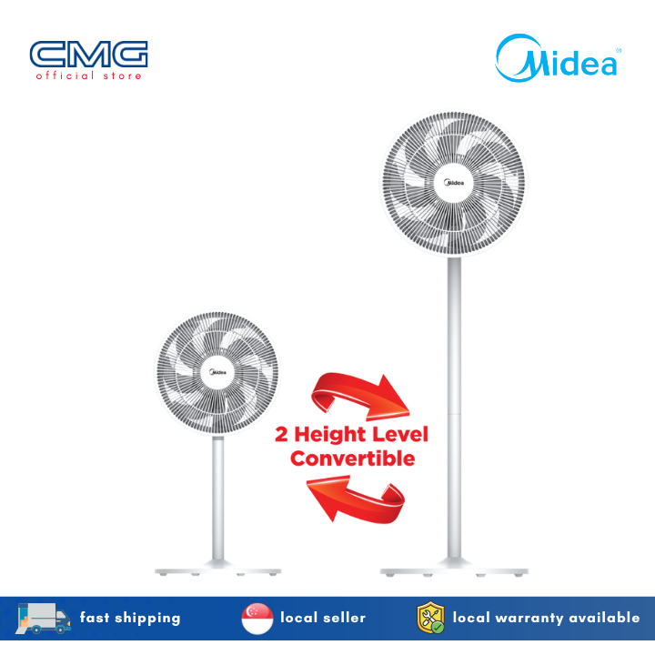 Midea 16" Stand Fan (2 Heights Convertible/ 7 Blades) MS1618W | Shopee ...